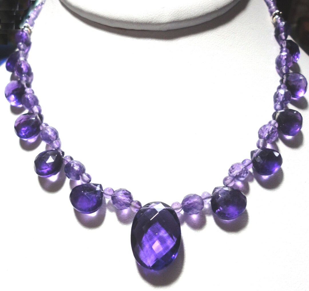 Amethyst Jewel Necklace With Faceted Royal Purple Amethyst Gems That ...