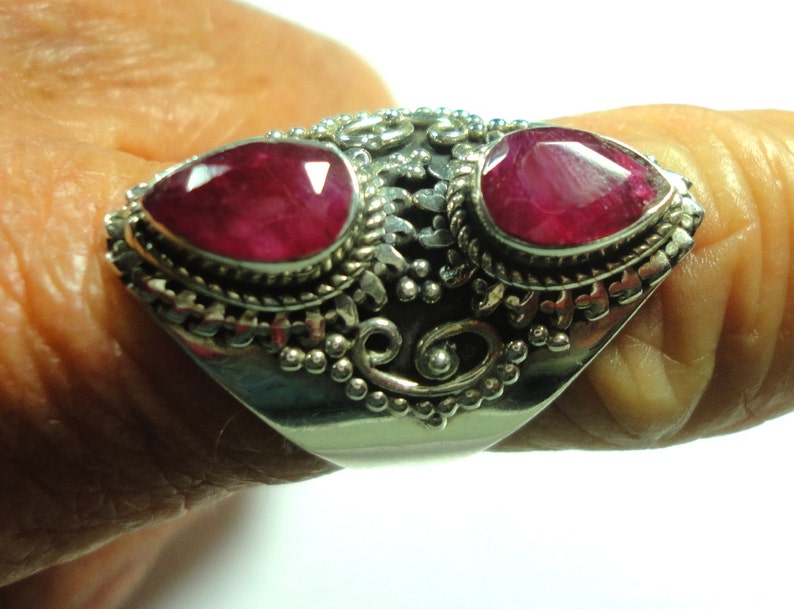 Ruby Ring in Vintage Antique Bali Sterling Silverwork Two | Etsy
