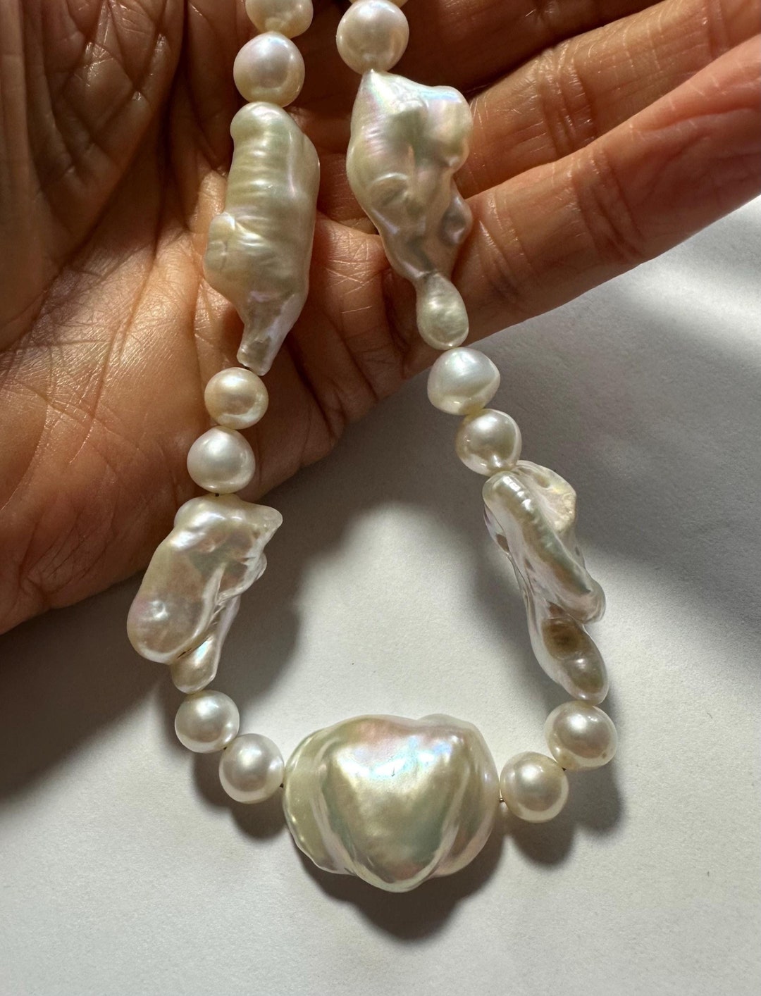 Iridescent Baroque Pearl Necklace Set: Sterling Silver Toggle, Pearl ...