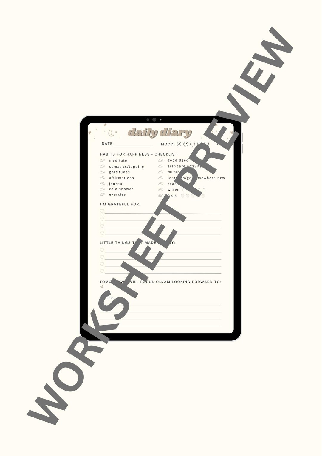 Daily Diary Template - Etsy