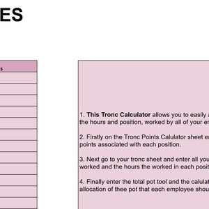 Customisable Tronc Tip Calculator Spreadsheet | Google Sheets Template ...