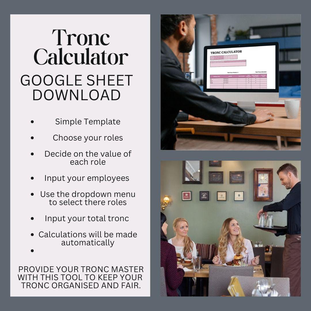 Customisable Tronc Tip Calculator Spreadsheet | Google Sheets Template ...