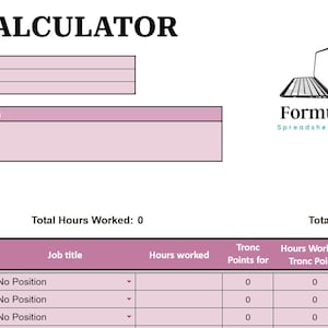 Customisable Tronc Tip Calculator Spreadsheet | Google Sheets Template ...