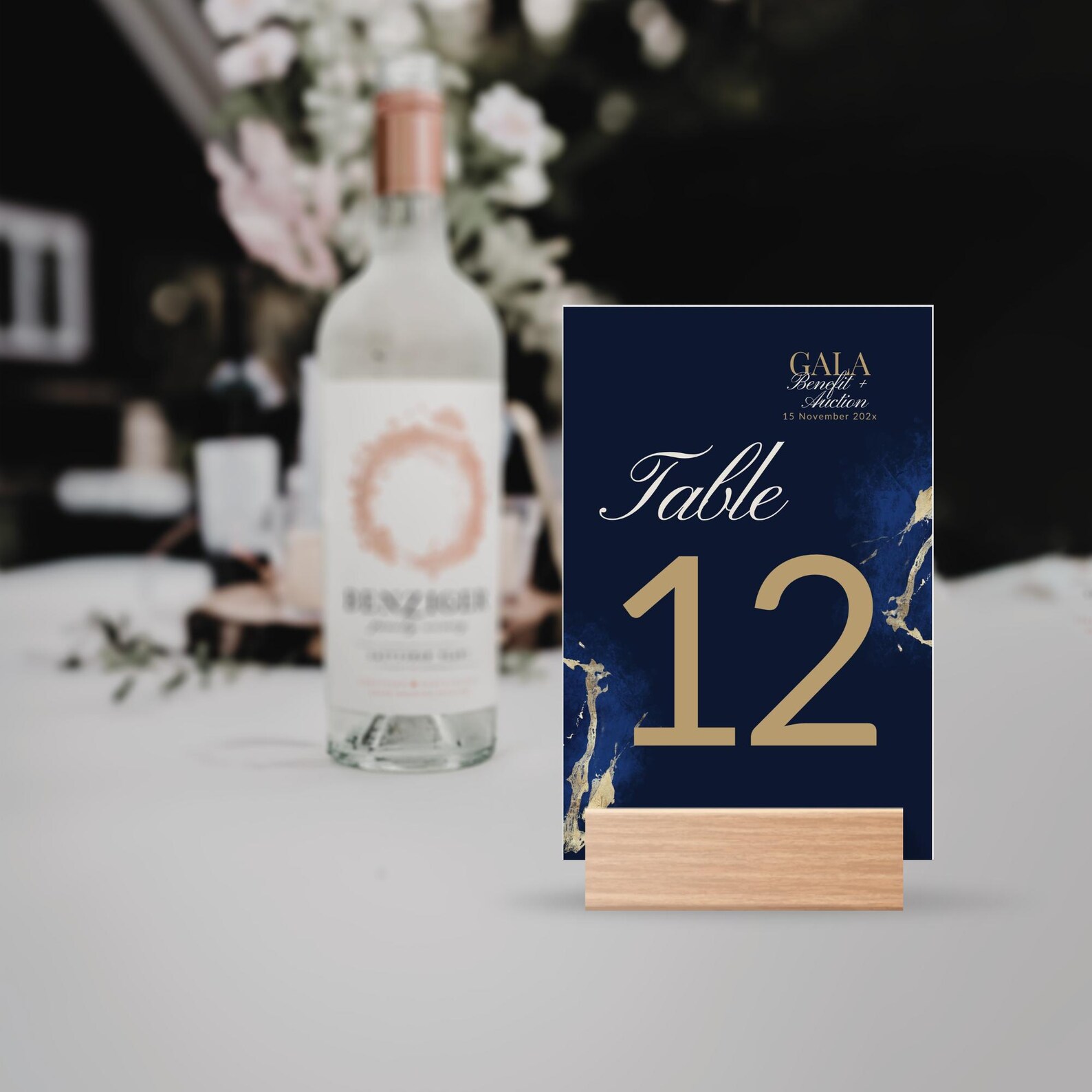 Navy Blue and Gold Table Numbers Gala Benefit Auction Editable Template ...