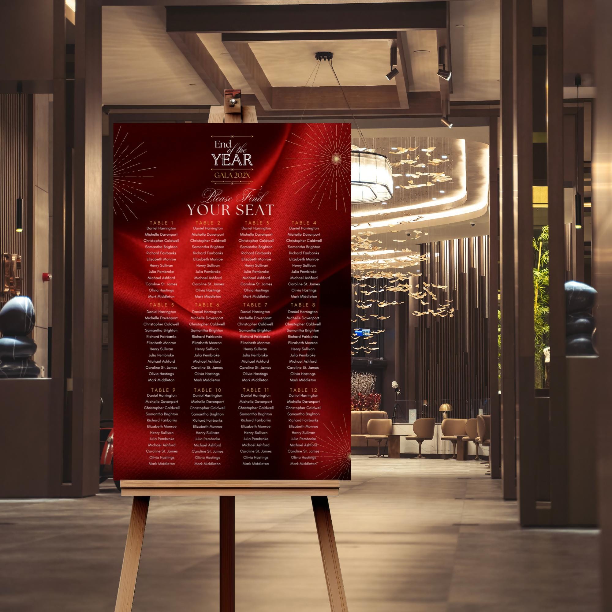 Red and Gold Event Seating Chart Template End of the Year Gala Night ...