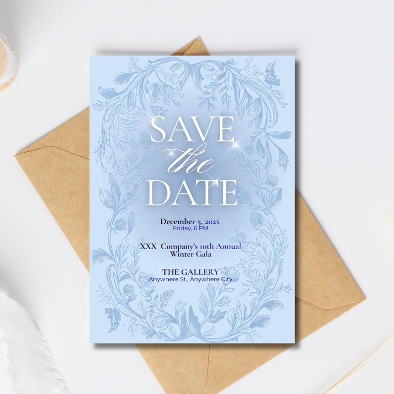 Winter Gala Save the Date and Formal Invitation, Blue and Silver ...