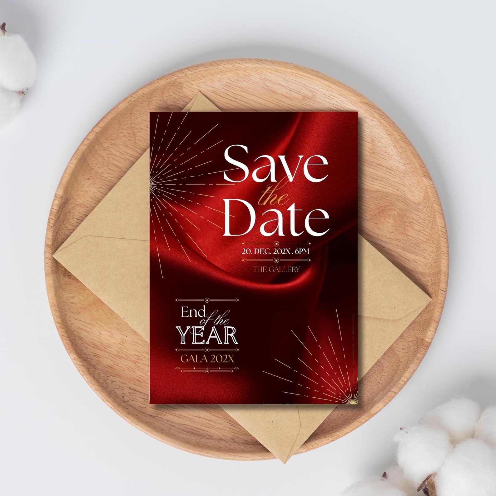 Red and Gold Save the Date and Invite End of the Year Gala Night in Old ...