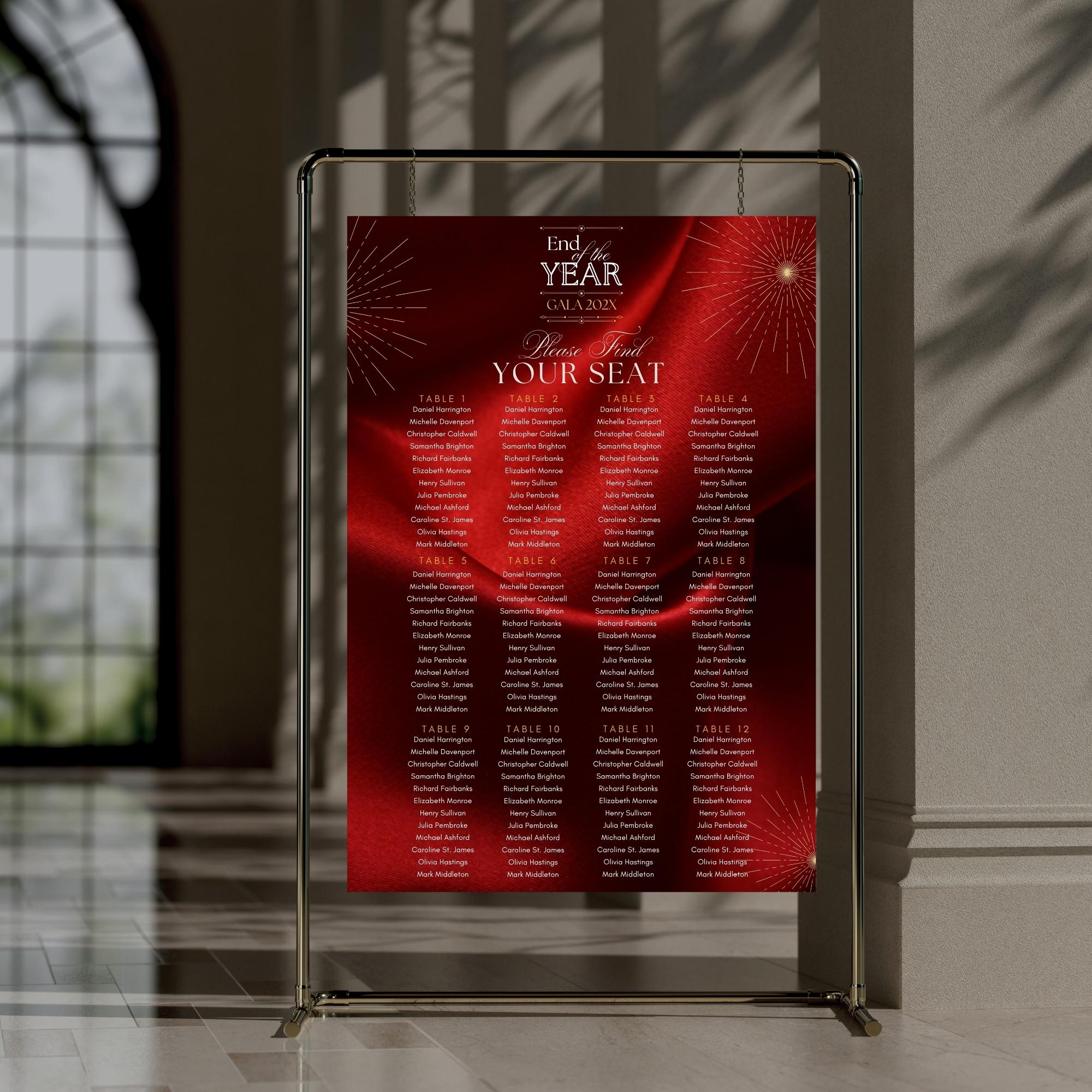 Red and Gold Event Seating Chart Template End of the Year Gala Night ...