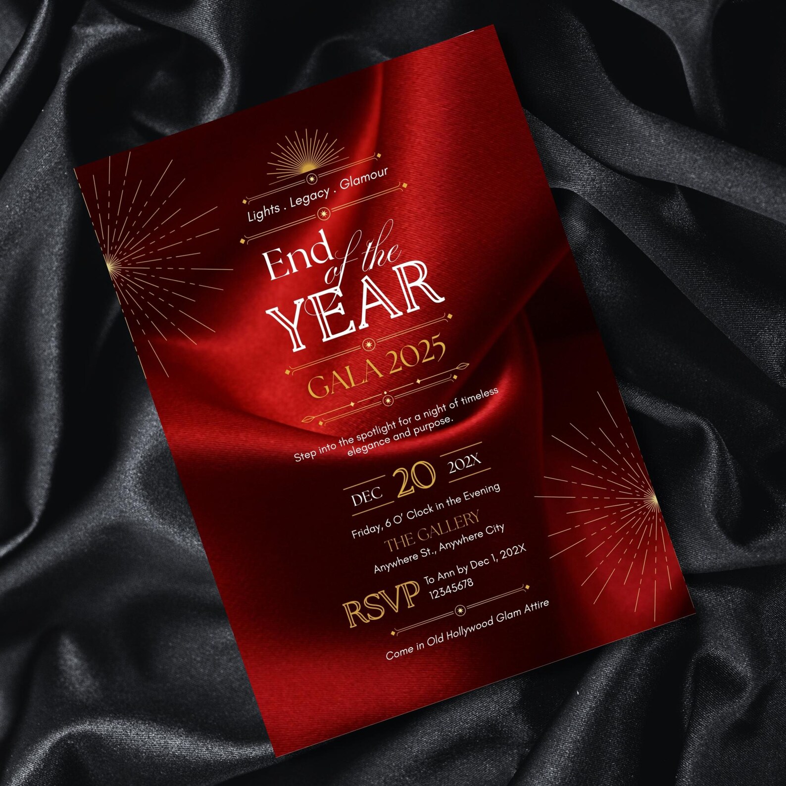 Red and Gold Save the Date and Invite End of the Year Gala Night in Old ...