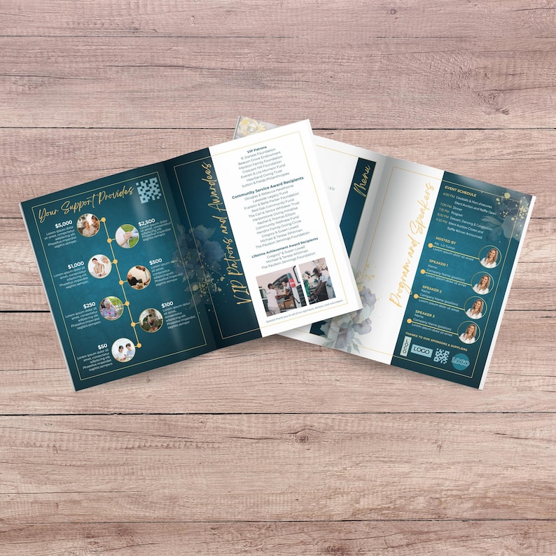 Gala Auction Corporate Event Program Booklet Teal Purple and Gold ...