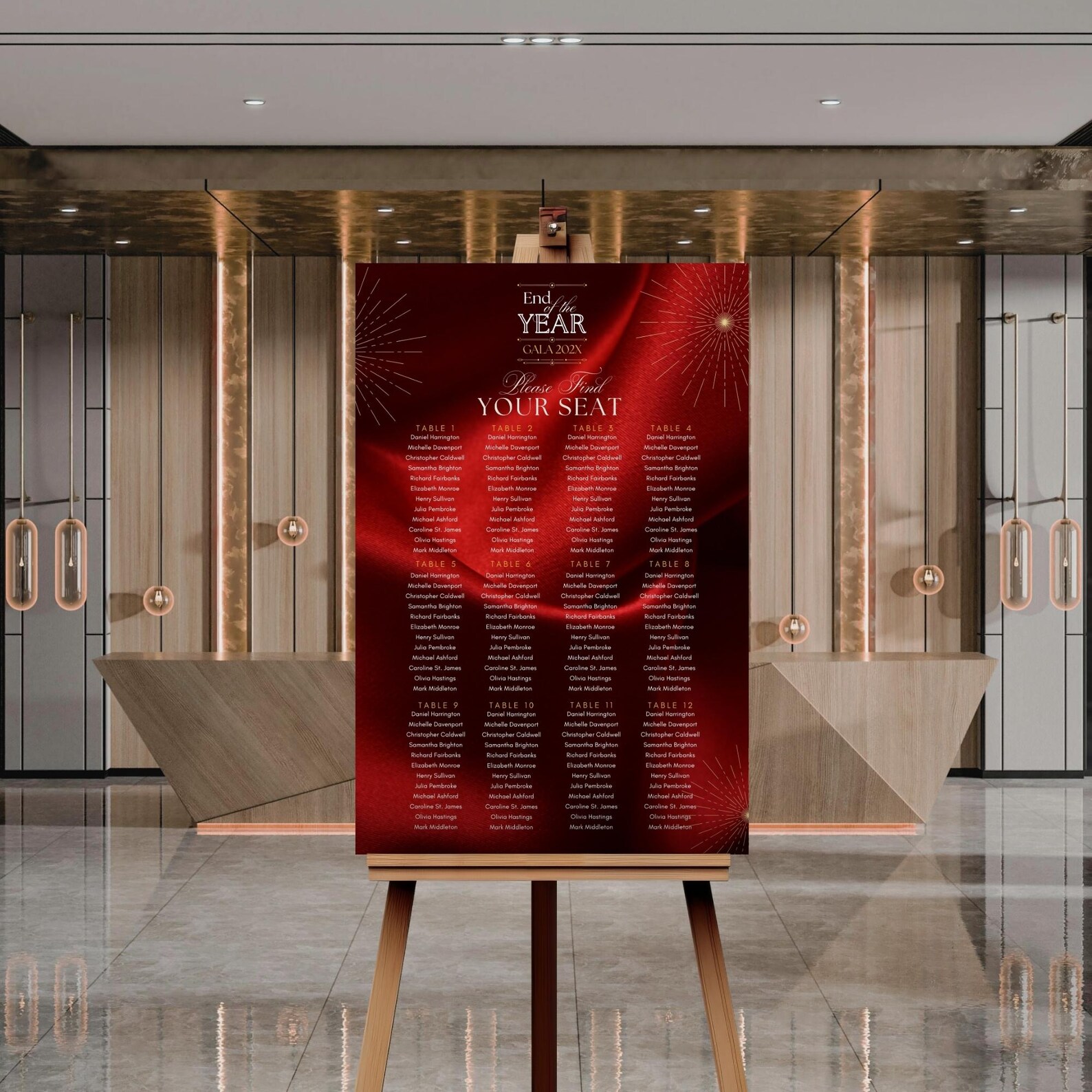 Red and Gold Event Seating Chart Template End of the Year Gala Night ...