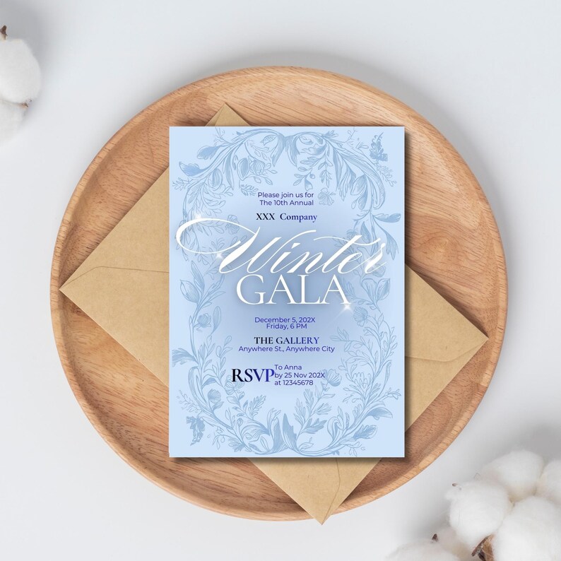 Winter Gala Save the Date and Formal Invitation, Blue and Silver ...