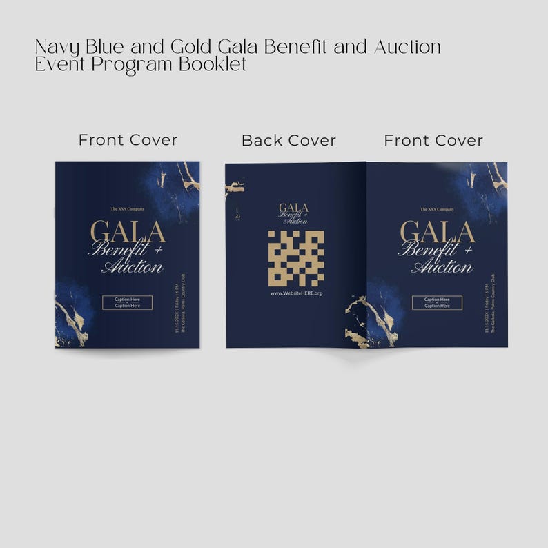 Gala Event Program Booklet Benefit Auction Navy Blue and Gold Nonprofit ...