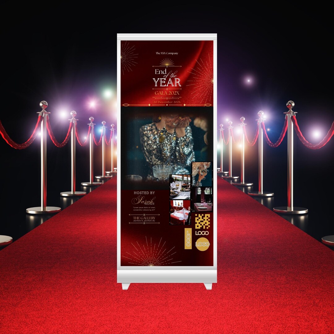 Red and Gold End of the Year Gala Banner, Old Hollywood Glam Theme ...