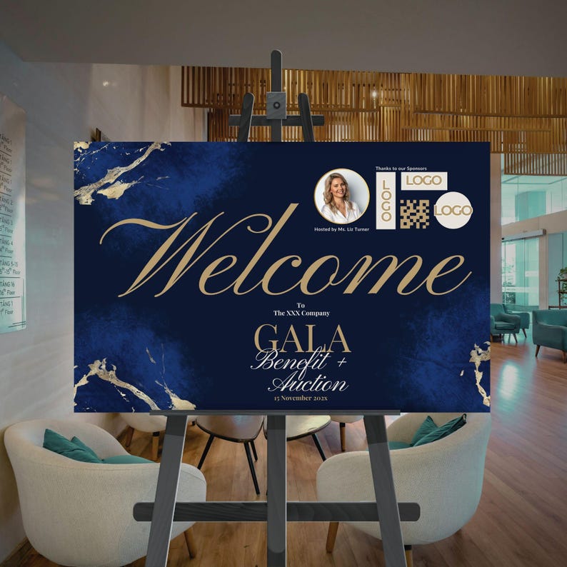Gala Night Benefit Auction Navy Blue and Gold Corporate Event Gala ...