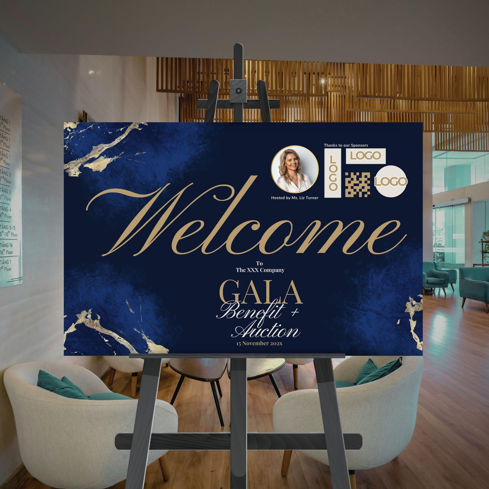 Gala Night Benefit Auction Navy Blue and Gold Corporate Event Gala ...