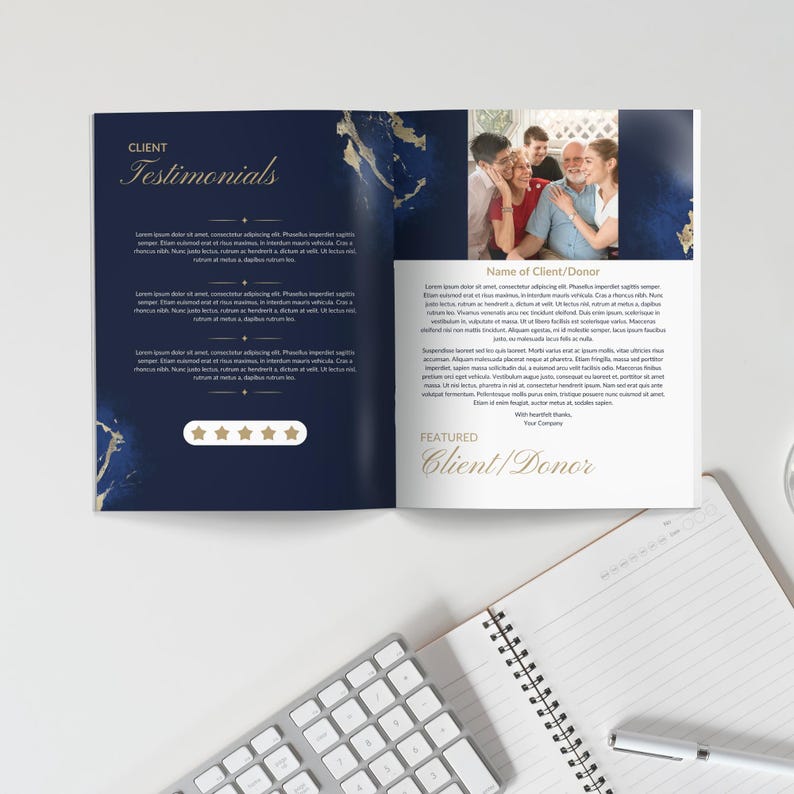 Gala Event Program Booklet Benefit Auction Navy Blue and Gold Nonprofit ...