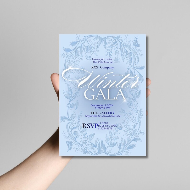 Winter Gala Save the Date and Formal Invitation, Blue and Silver ...