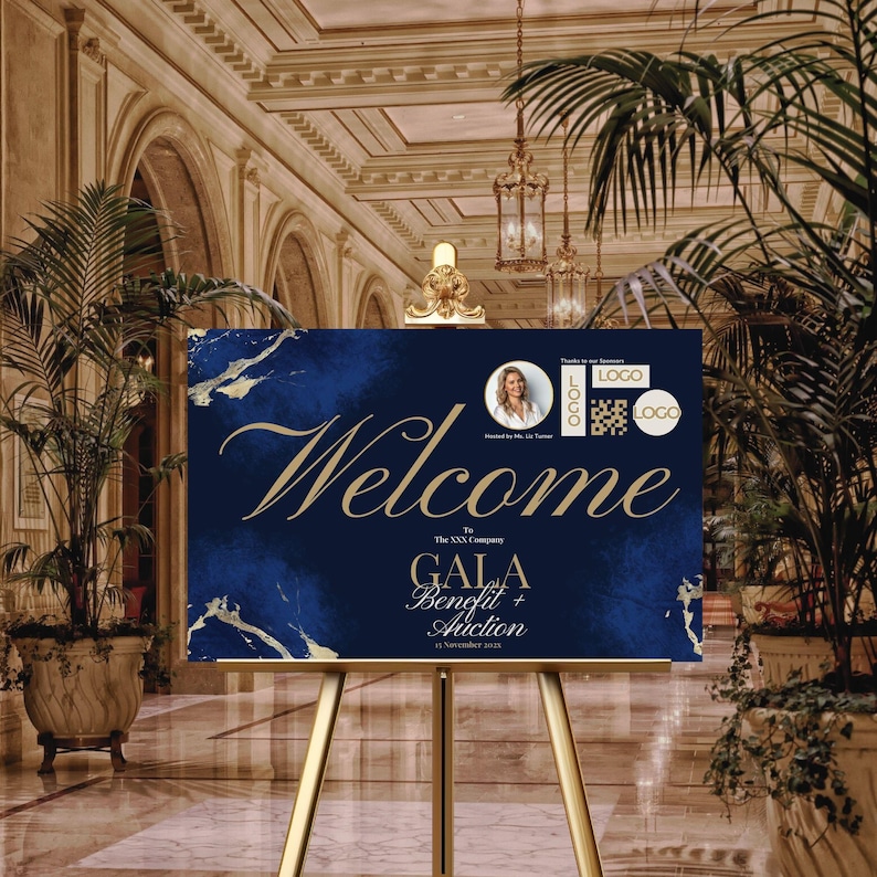 Gala Night Benefit Auction Navy Blue and Gold Corporate Event Gala ...