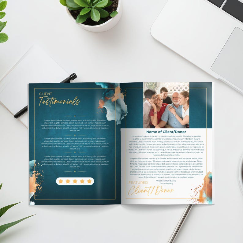 Gala Night Auction Corporate Event Program Booklet Teal and Gold ...