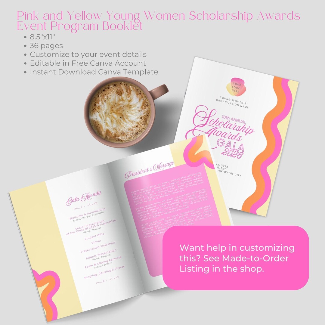 Scholarship Awards Gala Program Template, Young Women Organization ...