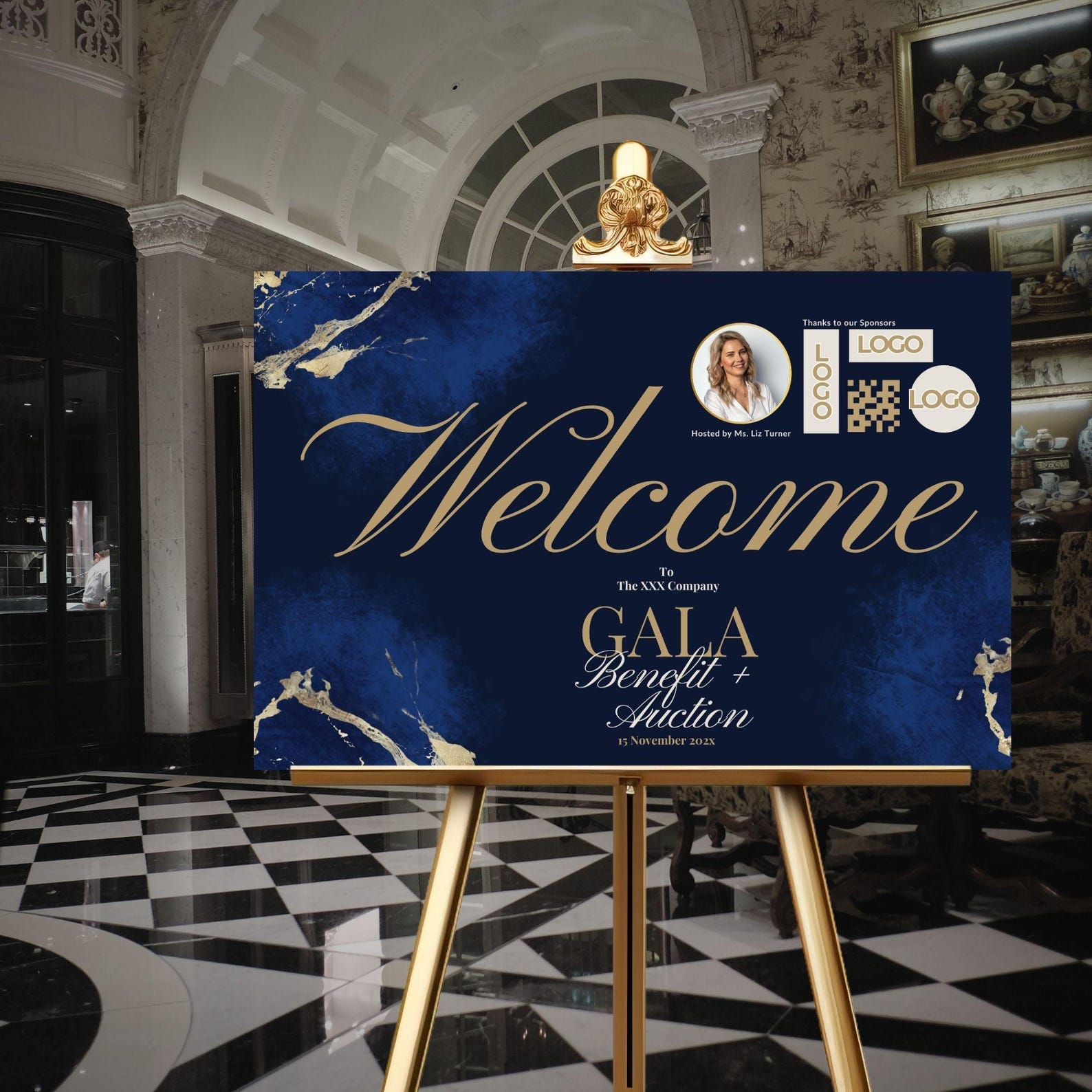 Gala Night Benefit Auction Navy Blue and Gold Corporate Event Gala ...