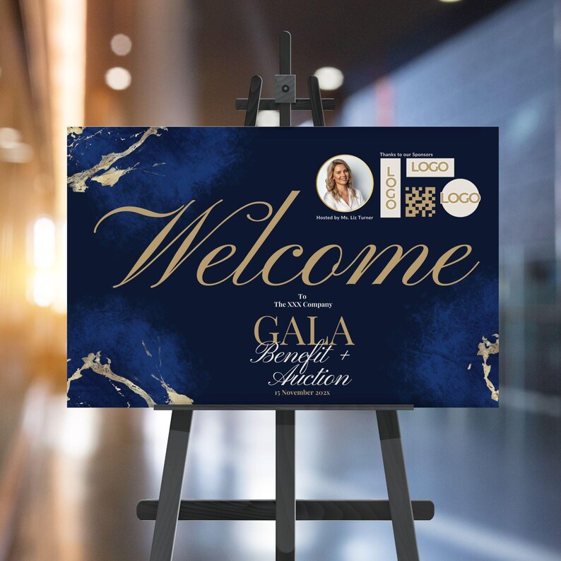 Gala Night Benefit Auction Navy Blue and Gold Corporate Event Gala ...