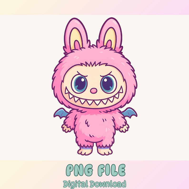 Labubu PNG, Pastel Cute Bunny Clipart, Chibi Character Digital Download ...