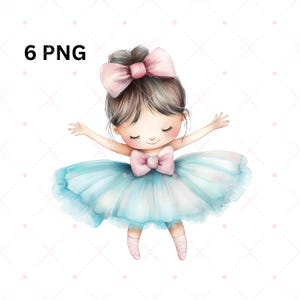 6 Watercolor Little Girl Ballerina Bundle, Ballet Dancer, Printable ...