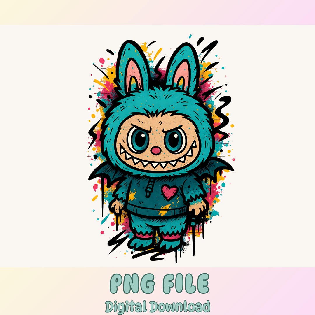 Streetwear Labubu PNG, Graffiti Style Chibi Clipart, Urban Devil Bunny ...