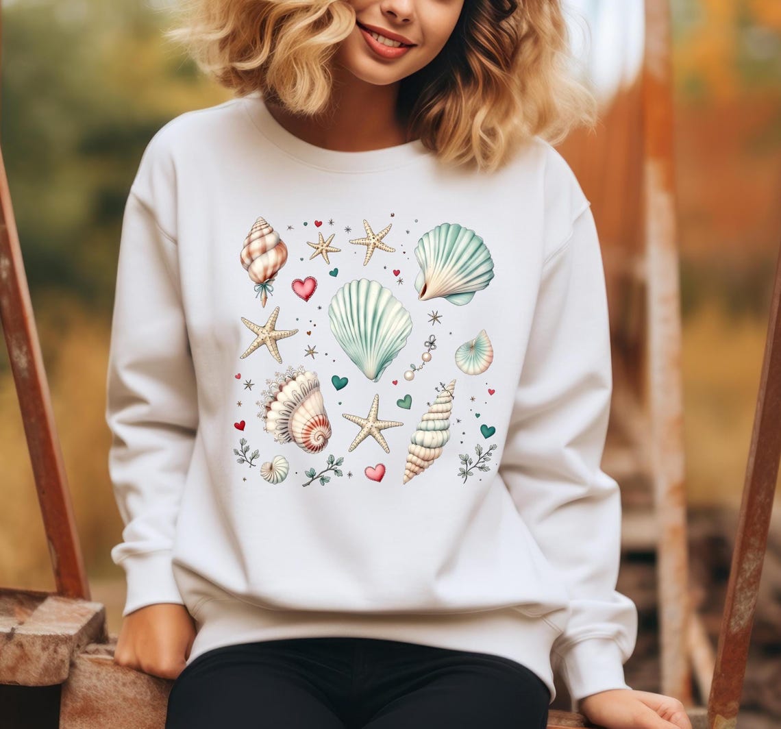 Coquette Seashell PNG, Seashell Png, Retro Summer Png, Summer Vibes Png ...