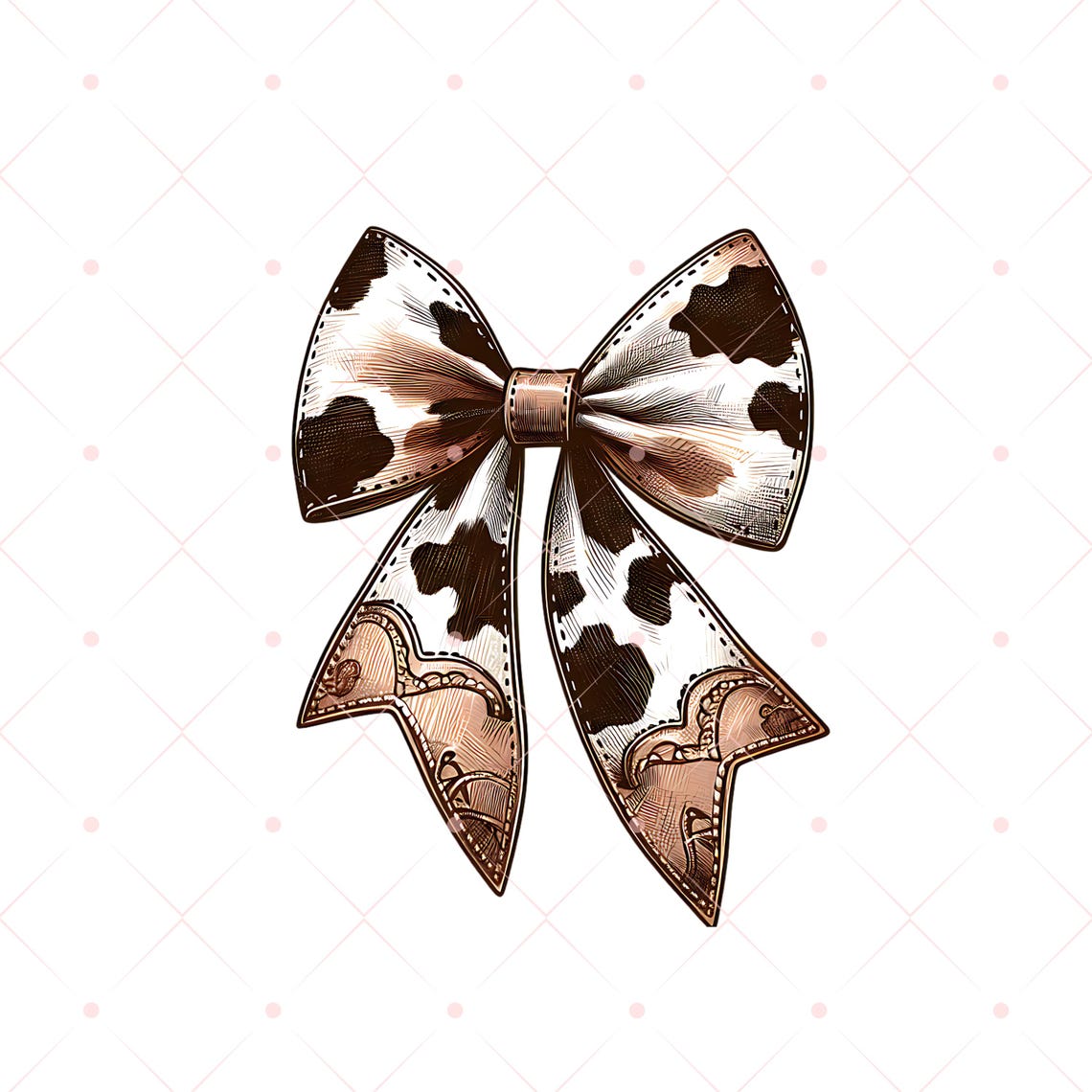 Western Cowgirl Leather Bow Png, Howdy Brown Bow Png, Cowhide Bow Png ...