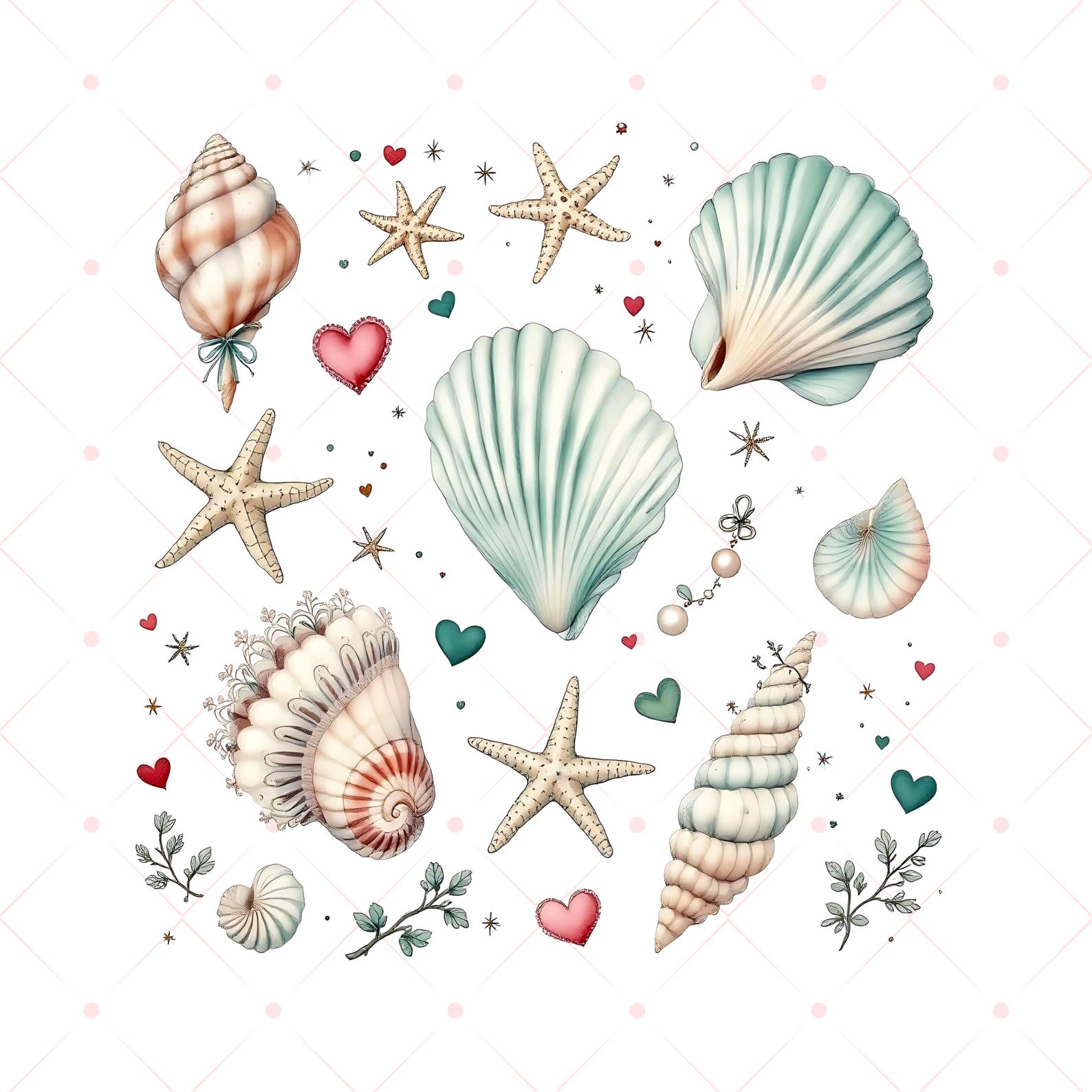 Coquette Seashell PNG, Seashell Png, Retro Summer Png, Summer Vibes Png ...