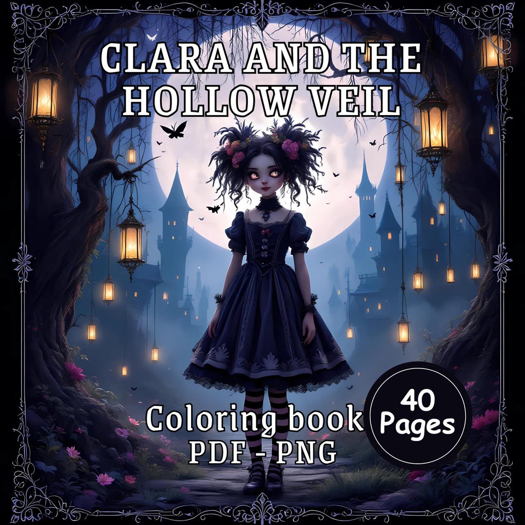 Clara and the Hollow Veil Coloring Book, Gothic Dark Fantasy PDF & PNG ...
