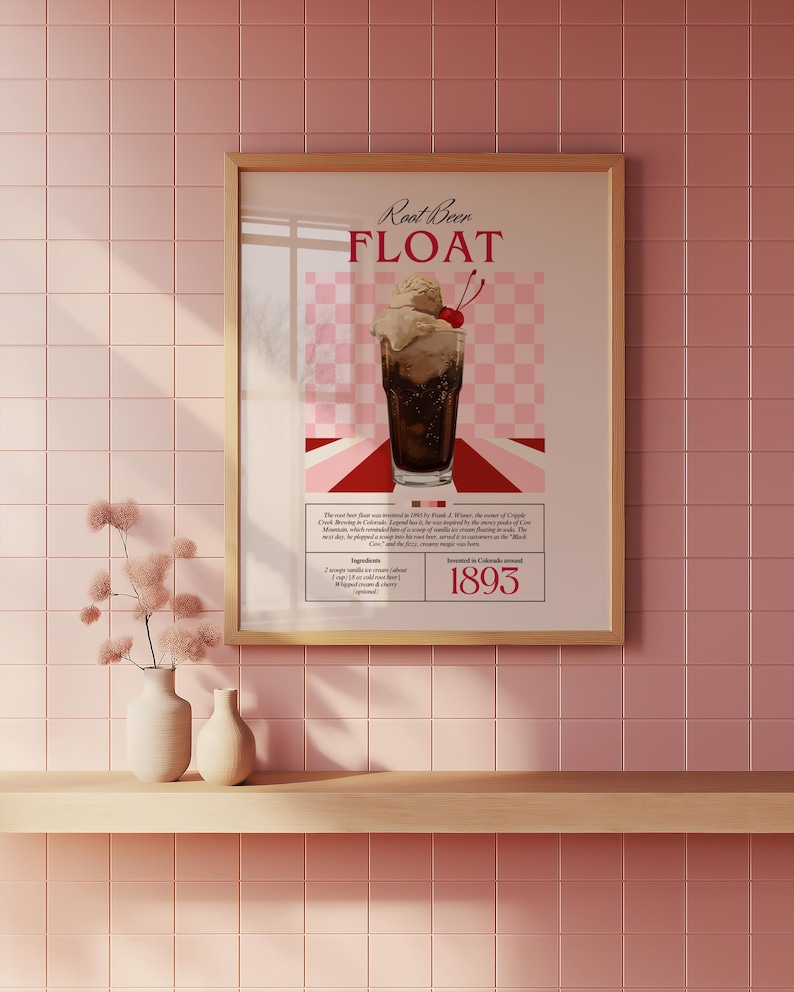 Retro Root Beer Float Poster | Vintage Ice Cream Soda Wall Art | Drink ...