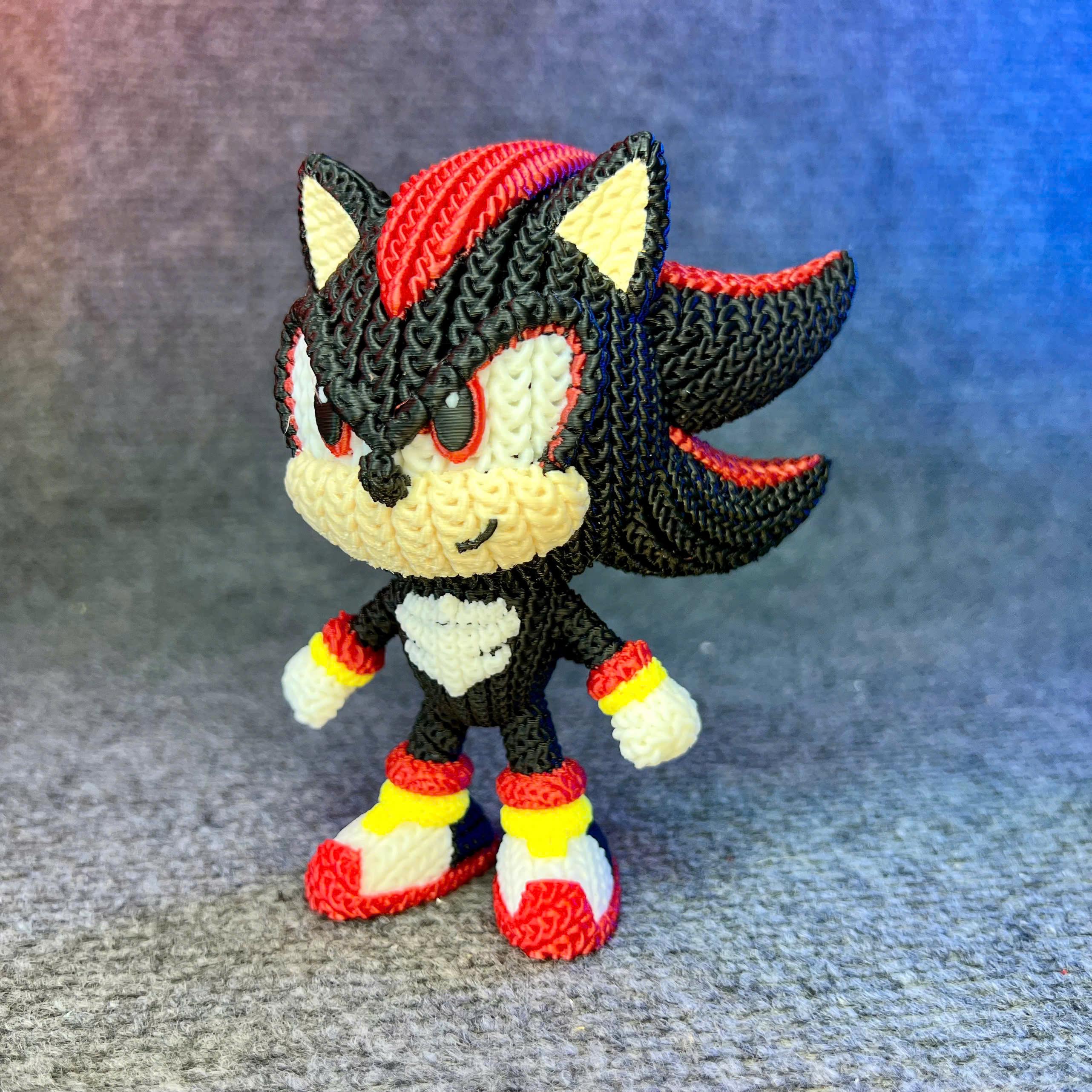 Knitted Crochet-look 3D Printed Shadow the Hedgehog Toy - Etsy