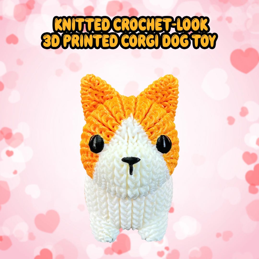 Knitted Crochet-look 3D Printed Corgi Dog Toy - Etsy