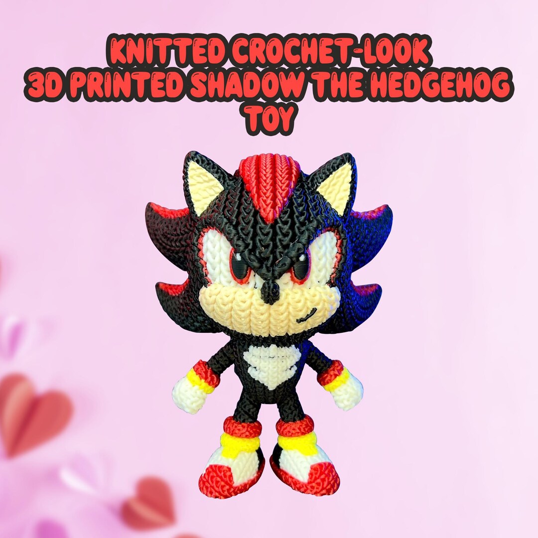 Knitted Crochet-look 3D Printed Shadow the Hedgehog Toy - Etsy