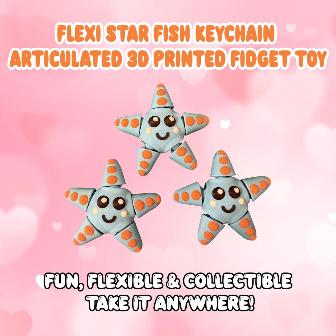 Flexi Starfish Keychain – Articulated 3D Printed Fidget Toy - Etsy