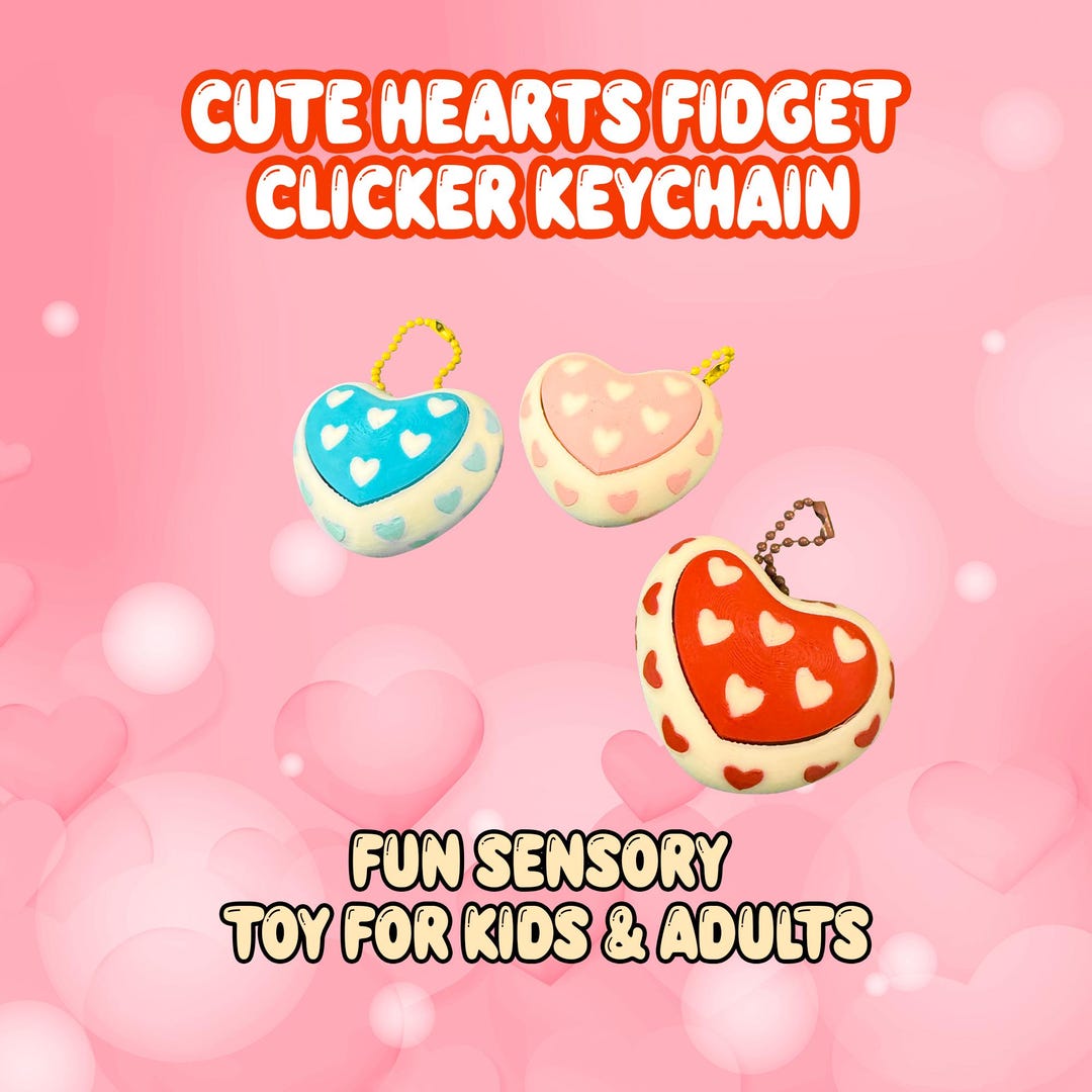 Cute Hearts Fidget Clicker Keychain – Fun Sensory Toy - Etsy