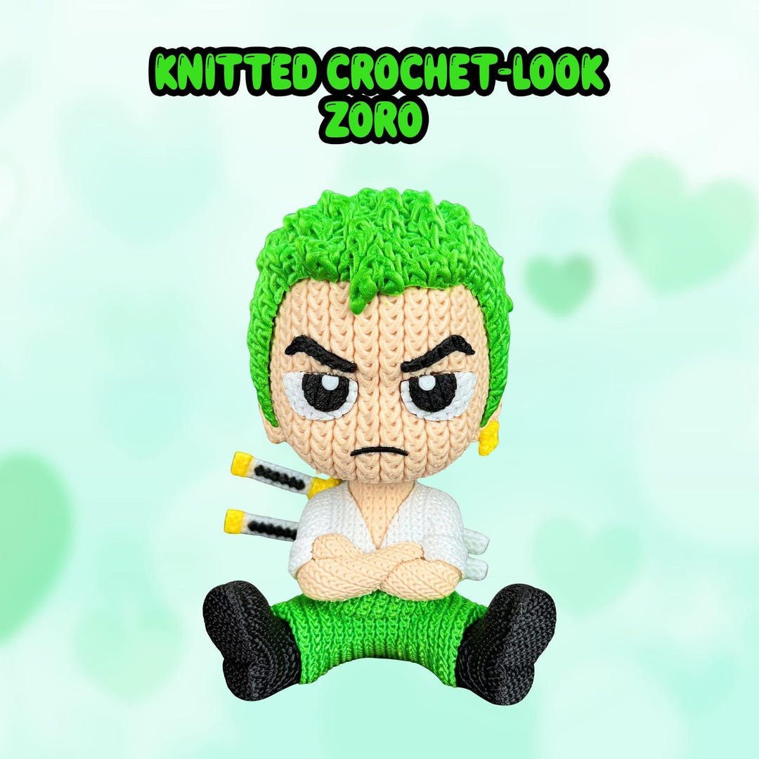 Knitted Crochet-look Zoro – 3D Printed Faux Yarn Swordsman Figure - Etsy