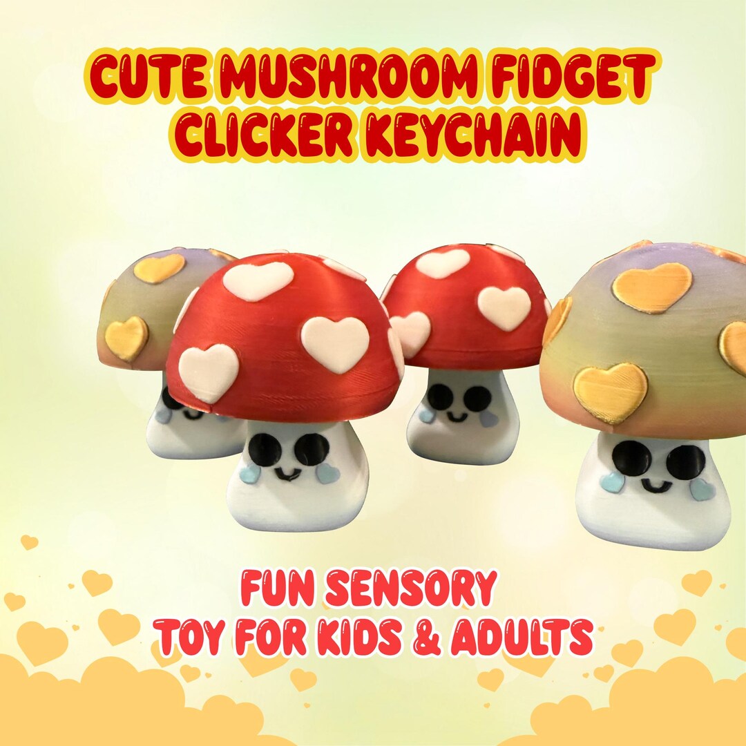Cute Mushroom Fidget Clicker Keychain Fun Sensory Toy - Etsy