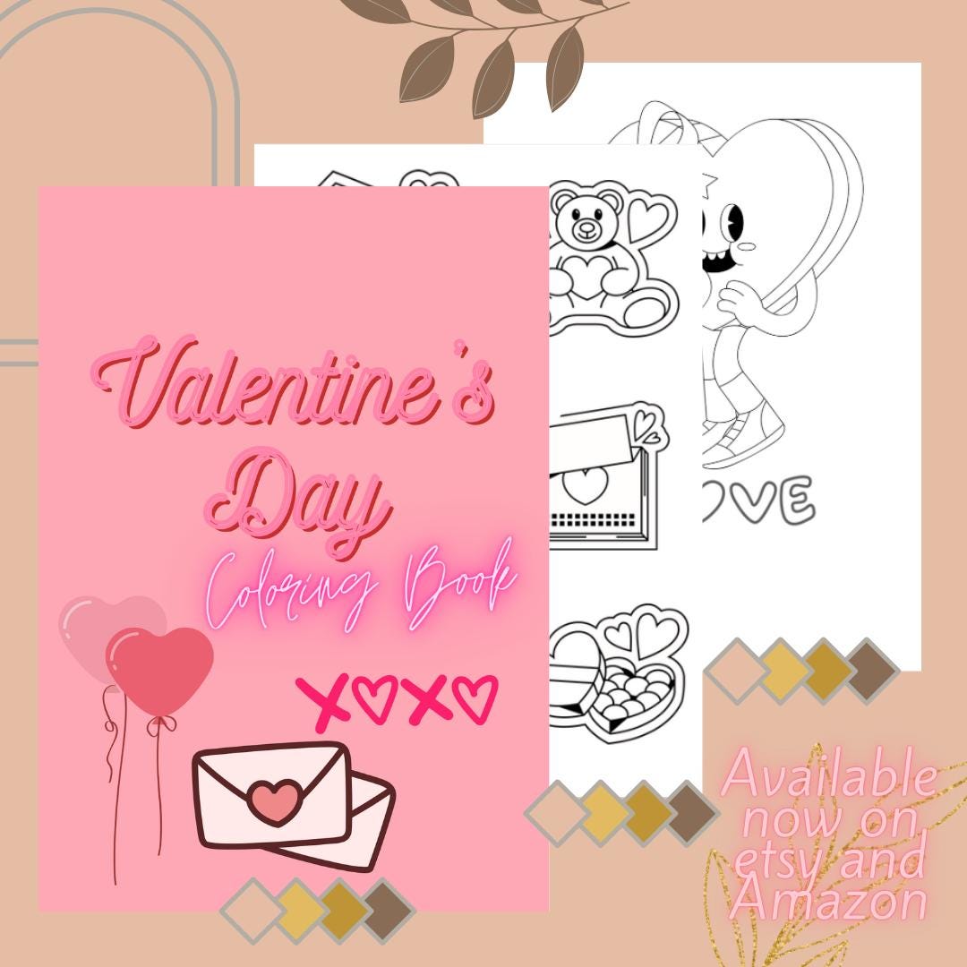 Fun Valentine's Day Instant Download Printable Coloring Book Pages for ...