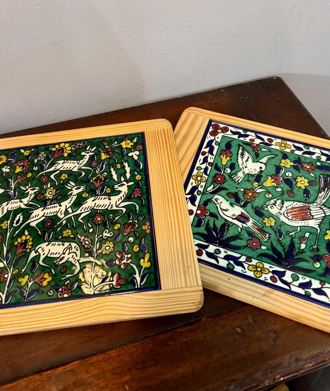 Vintage Ceramic Art Tile Trivets (set of 2) Gazelle Antelope Animal - Etsy
