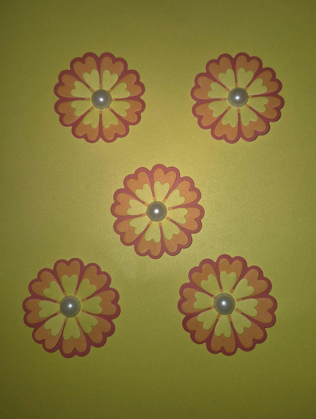 5 Pack Layered Flower With Pearl Die Cut Outs for Cardmaking ...