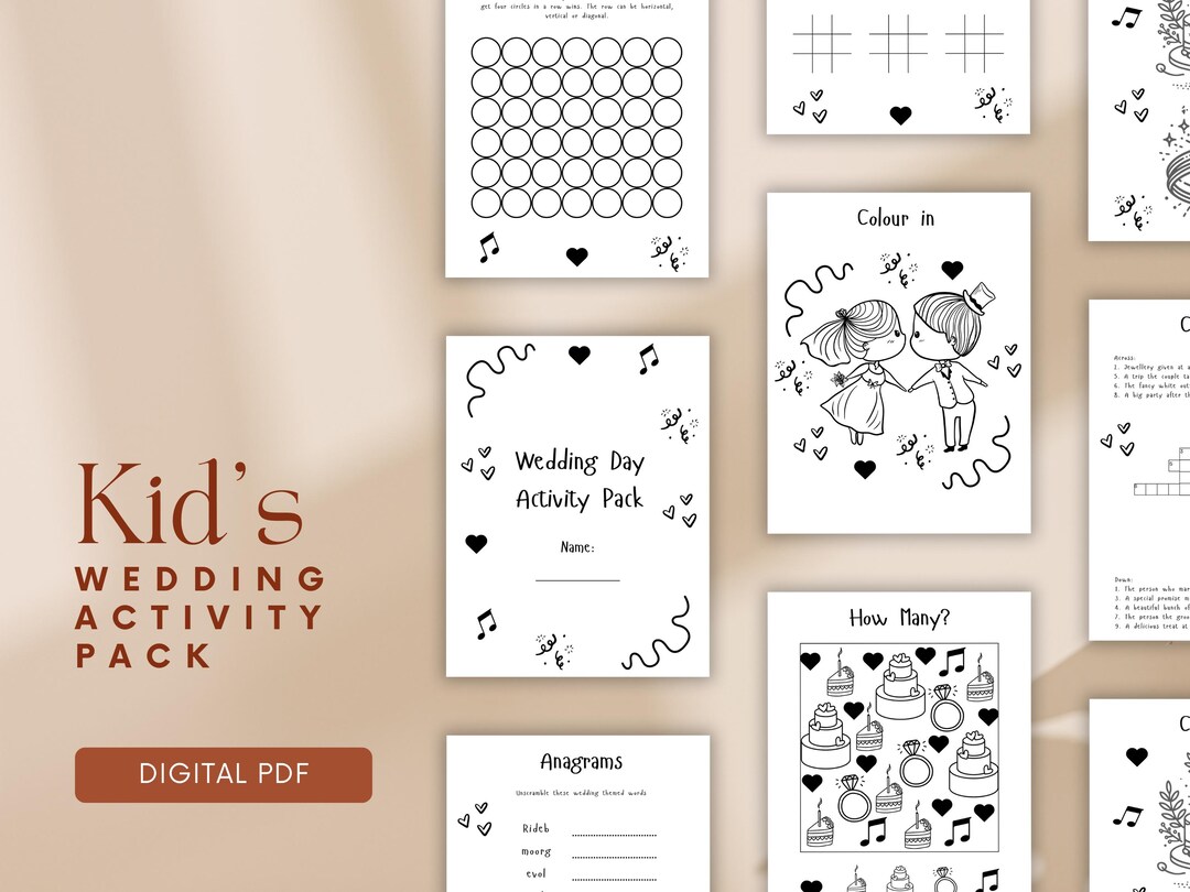 Printable Kids Wedding Activity Book, Wedding Favour, Colouring ...