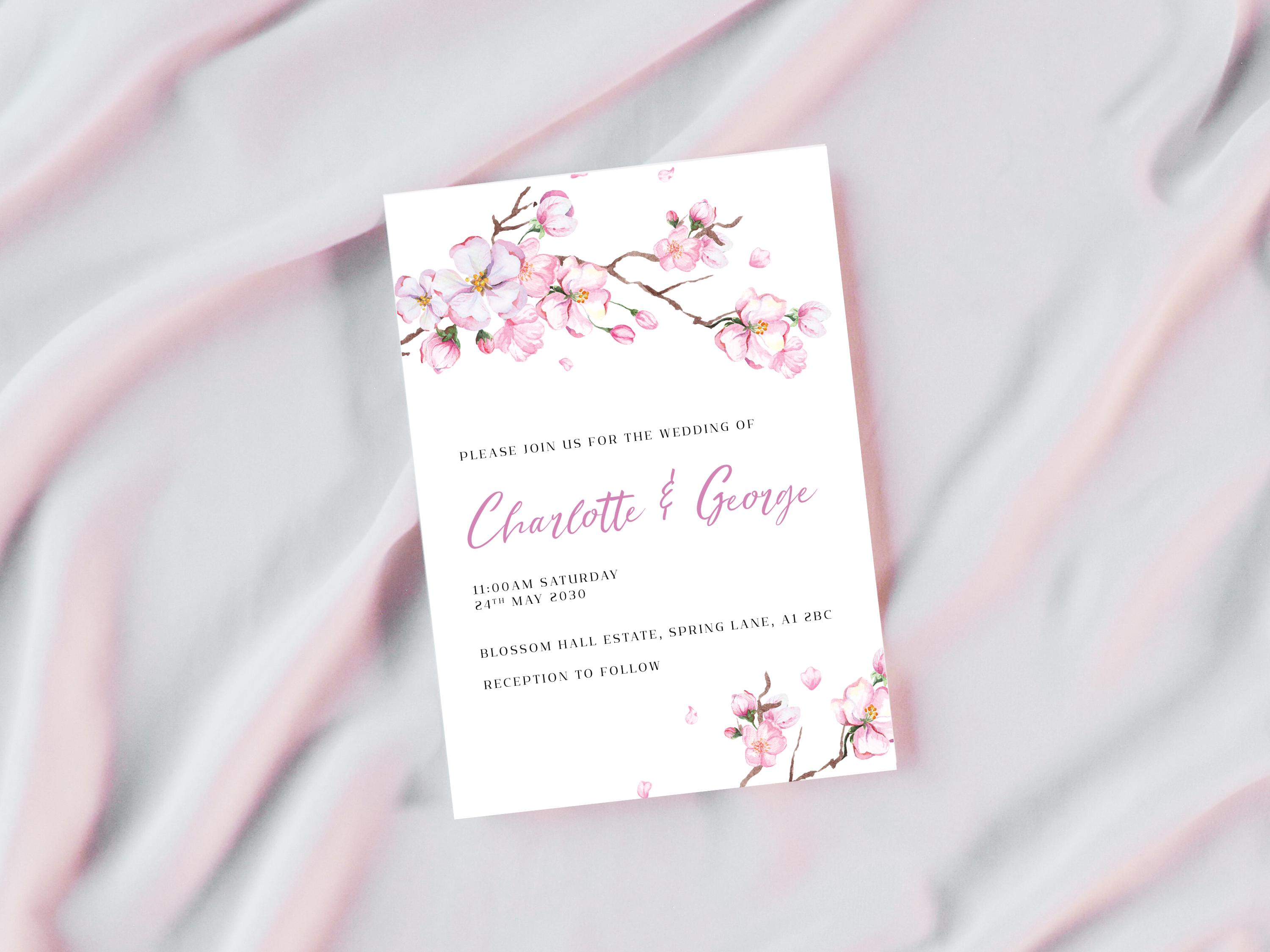 Cherry Blossom Wedding Invitation: Elegant Spring Floral (digital ...