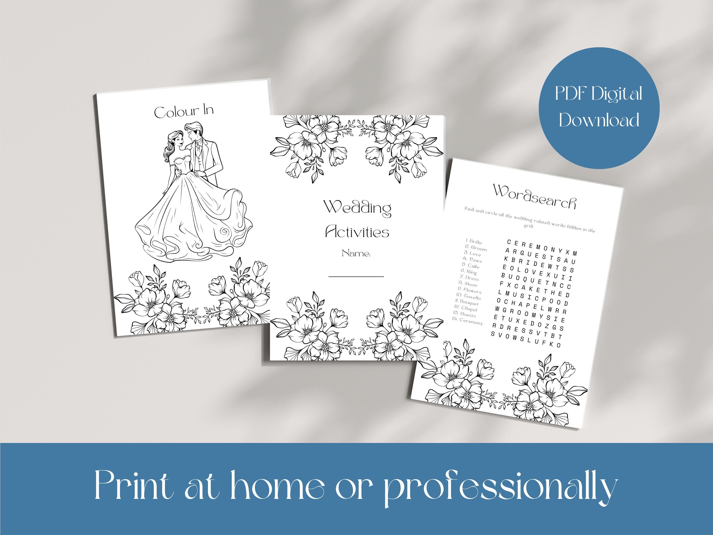 Printable Kids Wedding Activity Book: Games, Puzzles, Coloring (PDF ...