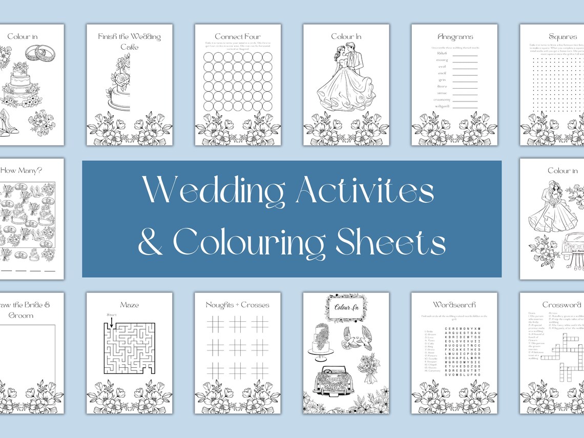 Printable Kids Wedding Activity Book: Games, Puzzles, Coloring (PDF ...
