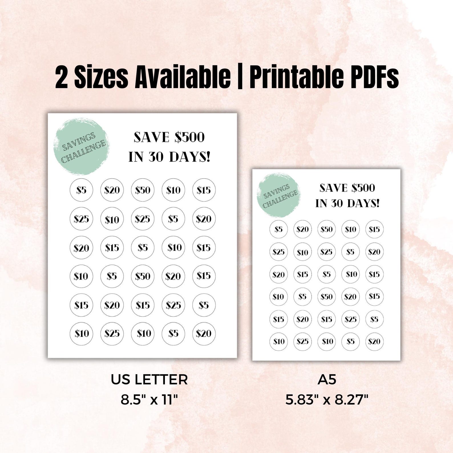 30 Day Savings Challenge Printable | Money Saving Challenge | Cash ...